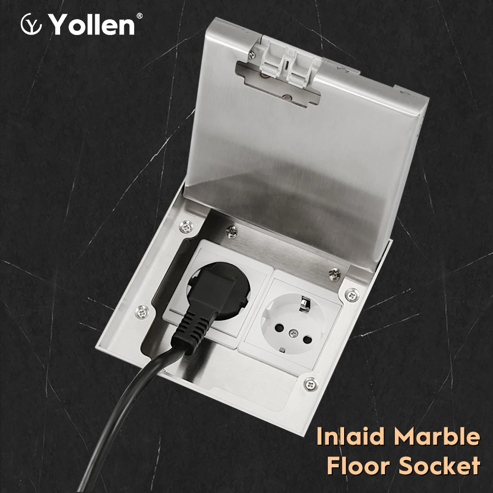 130Size EUR Inlaid Marble Floor Socket Metal Panel Stainless Steel ...