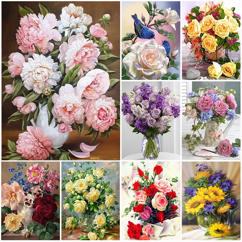 5D DIY Diamond Painting Flower Diamond Embroidery Painting Full Round ...