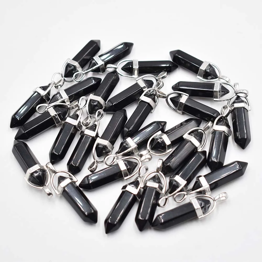 Fashion-black-glass-crystal-pillar-Pendants-necklaces-for-making ...