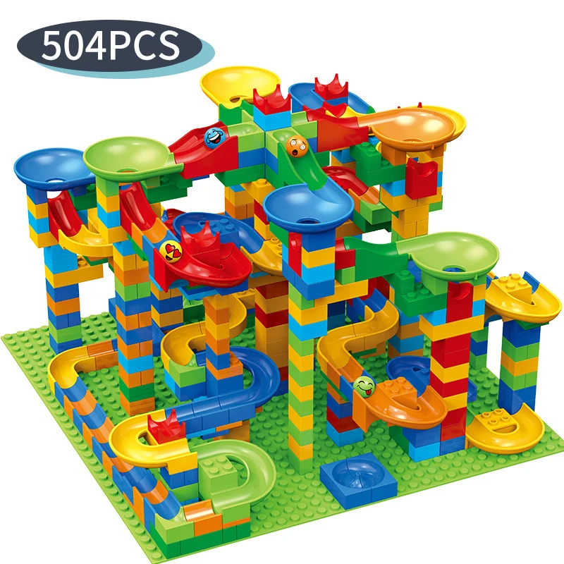 504PCS Marble Race Run Big Block Maze Ball Building Blocks Funnel Slide ...
