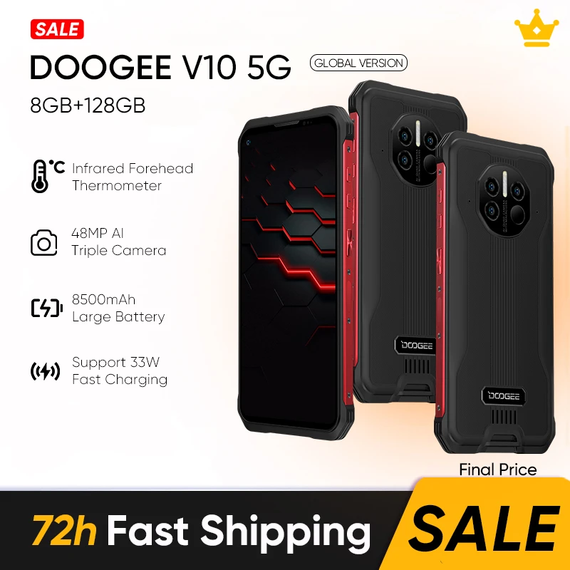 DOOGEE V10 5G Rugged Phone 8GB 128GB 6.3''DotDisplay 8500mAh Battery ...