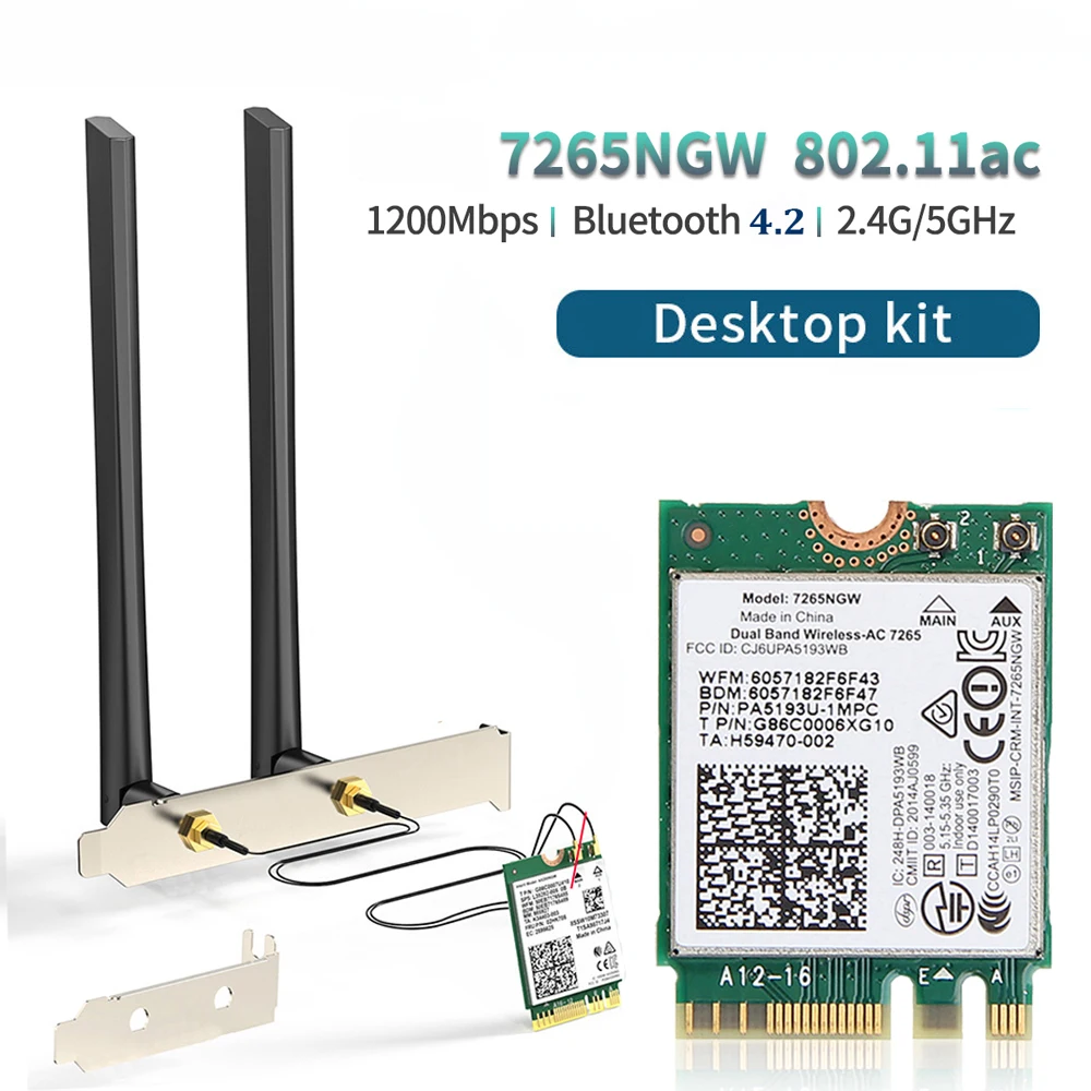 WiFi-5-AC7265-M-2-Desktop-Kit-6DBi-Antenna-1200Mbps-Bluetooth-4-2-802 ...