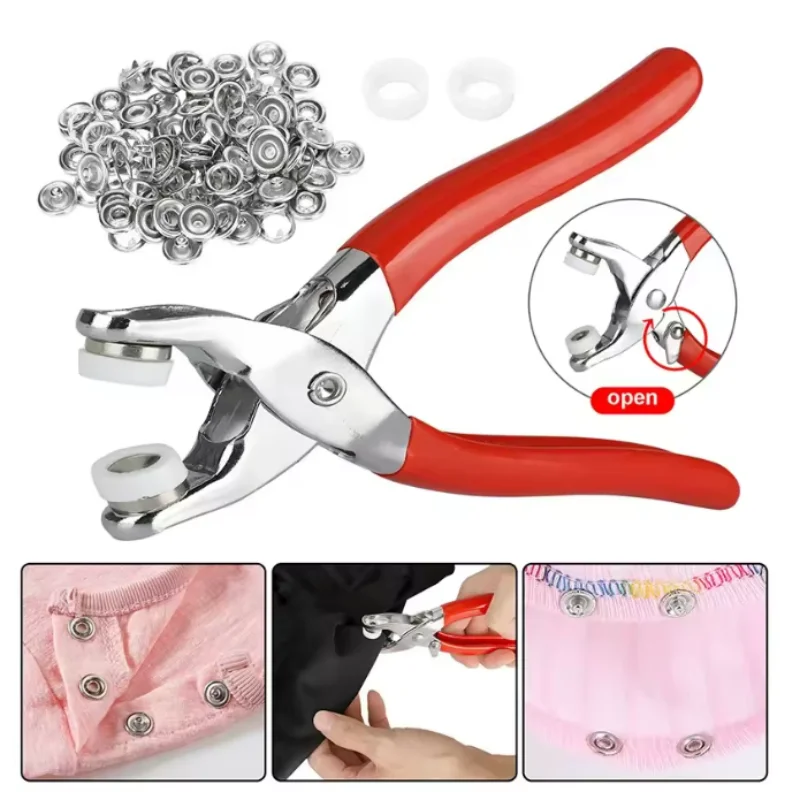 400pcs Prong Rings 9.5mm Buckle Buttons Metal Colour Pliers Snap Button ...
