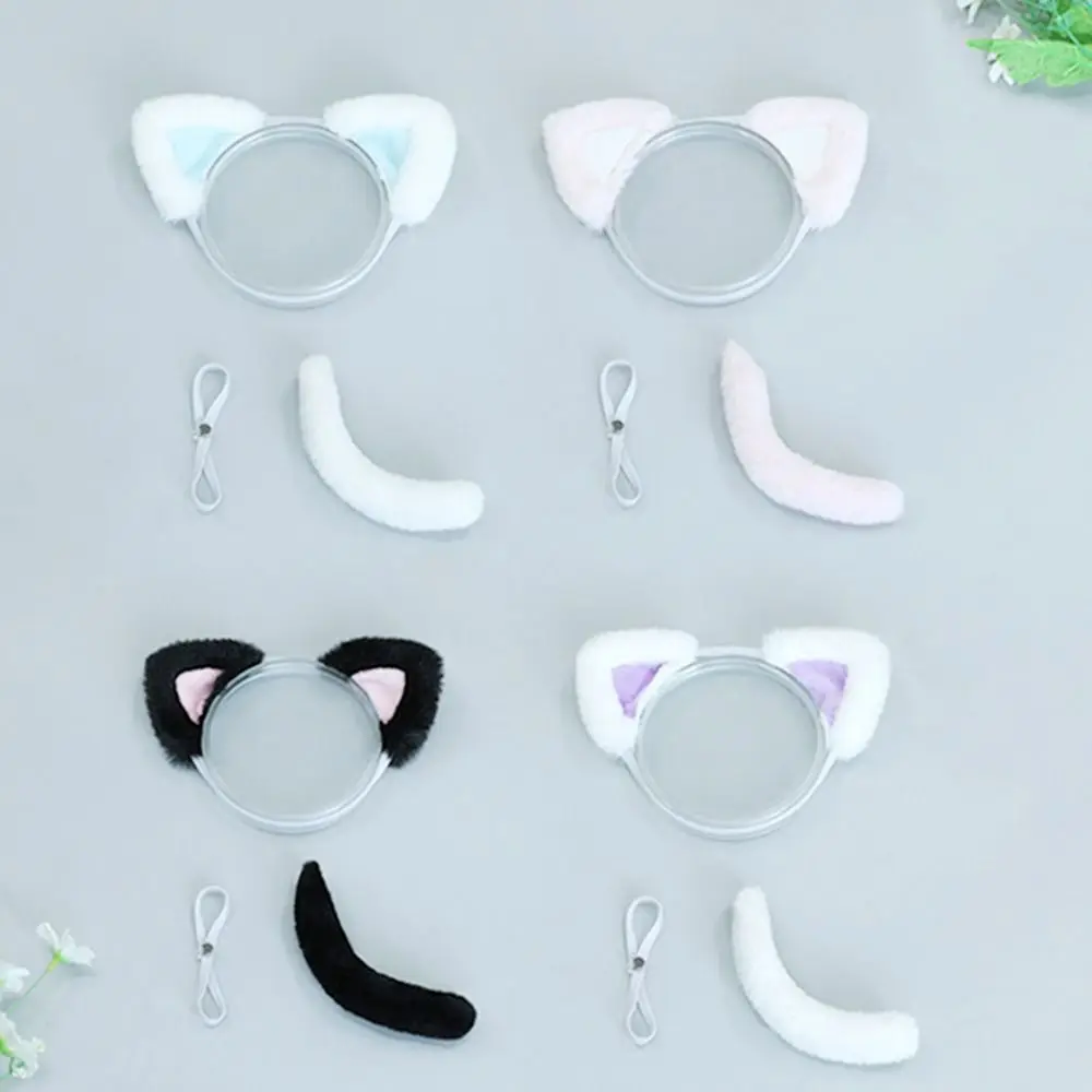 20CM-Dolls-Accessories-Plush-Cat-Ear-Headband-Soft-Tail-Plush-Toys-Doll ...