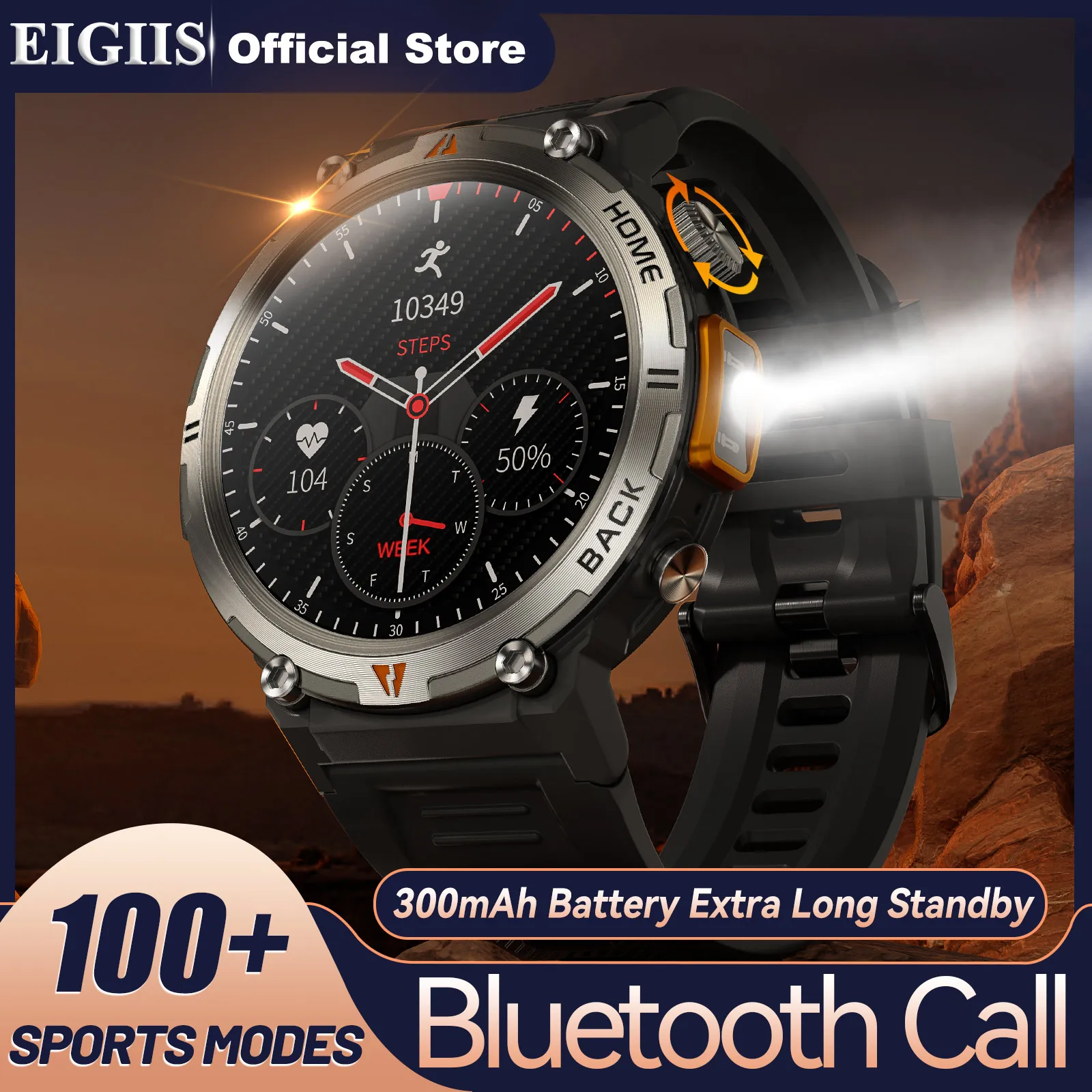 EIGIIS reloj inteligente con Bluetooth para hombre, pulsera con ...
