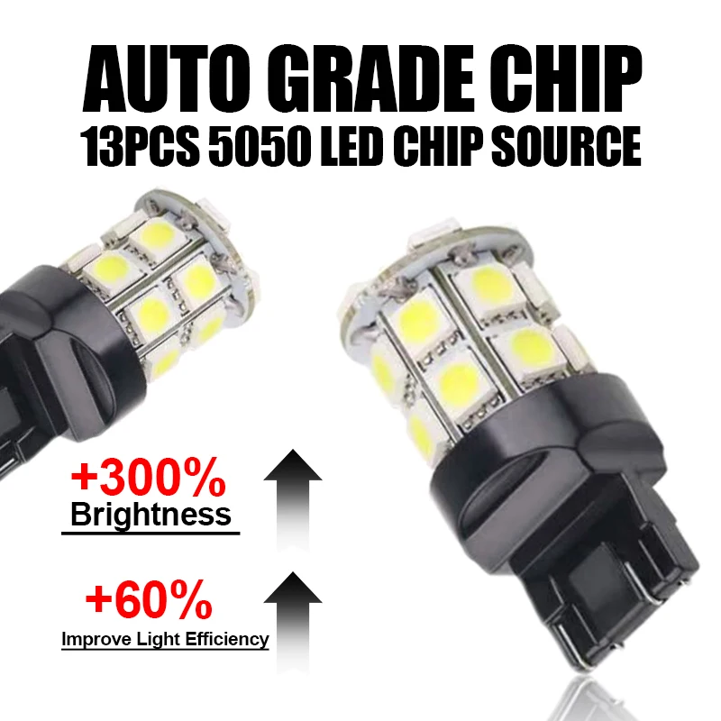 2PCS Car LED Bulb 7440 W21W 7443 W21/5W 12V 6000K White Red Yellow T20 ...