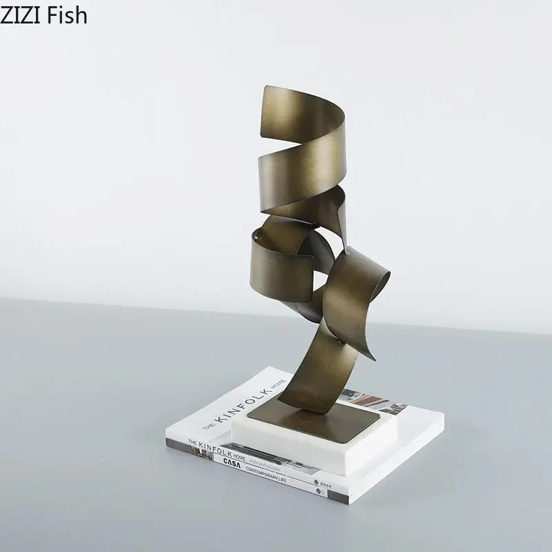 Irregular Crimp Metal Ornaments Creative Geometry Crafts Sculpture Room ...