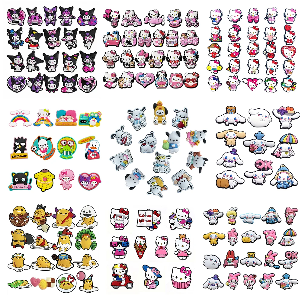 MINISO-Sanrio-Gudetama-Kuromi-Shoe-Charms-PVC-Cartoon-DIY-Clog-Sandals ...