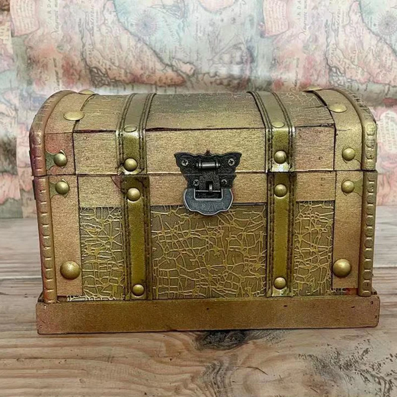 Antique Retro De Madeira Pirata Treasure Chest, Gem Jóias Caixa De ...