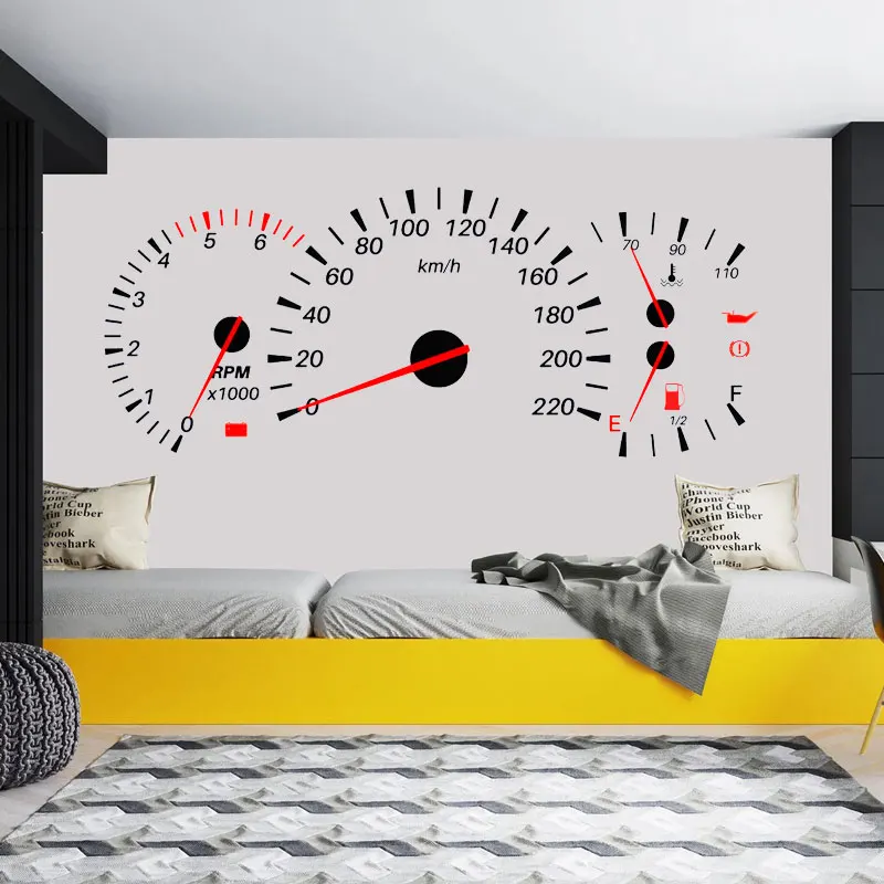 Racing Car Speedometer Vinyl Wall Sticker Modern Home Decor for Kids ...