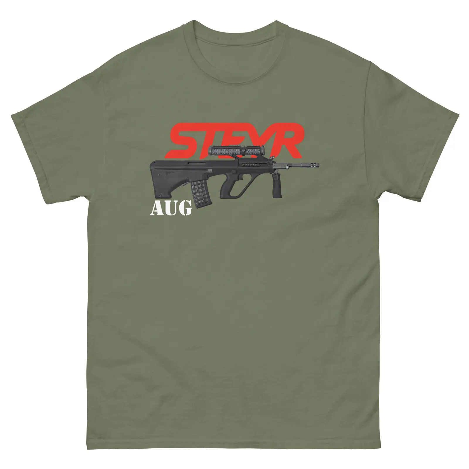 AUG Steyr Assault Rifle Gun Collector T-Shirt 100% Cotton O-Neck Short ...