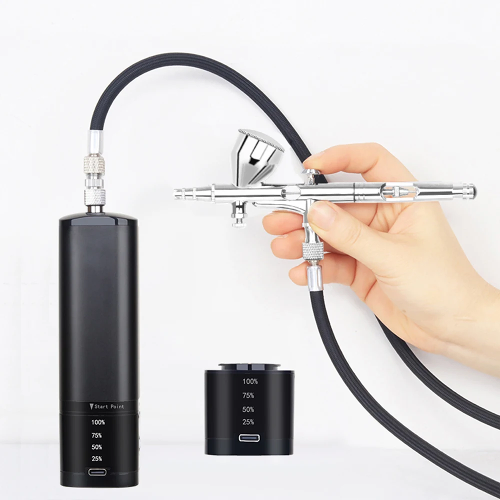 Professional Wireless Mini Airbrush Kit Portable Compressor Auto Start ...