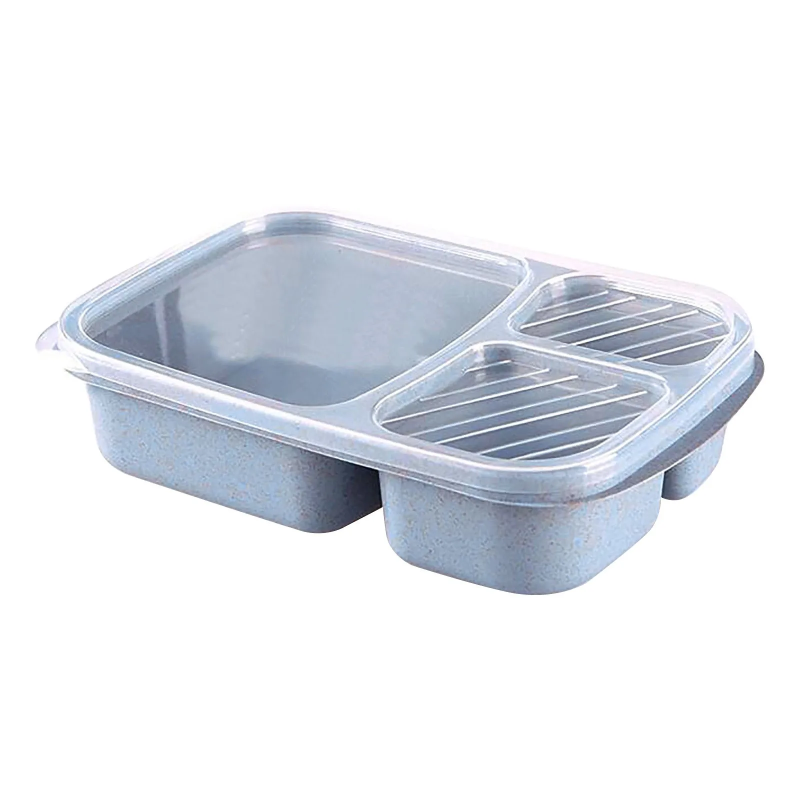 Lunch Box Reusable 3 Compartment Plastic Divided Food Storage Container ...