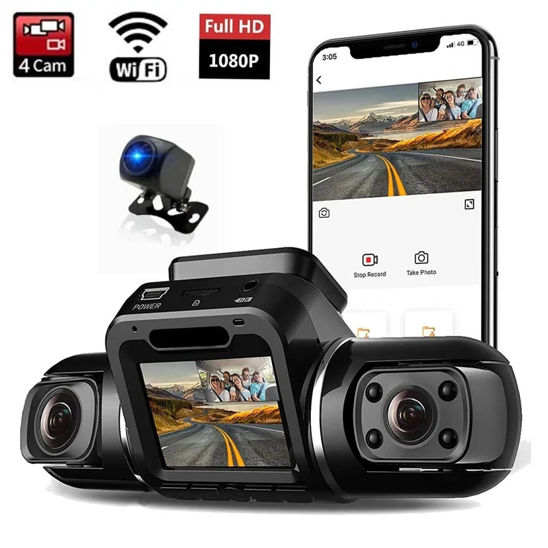 4 Channel Dash Cam 1080P+1080P+1080P WiFi GPS Car DVR Dual Lens ...
