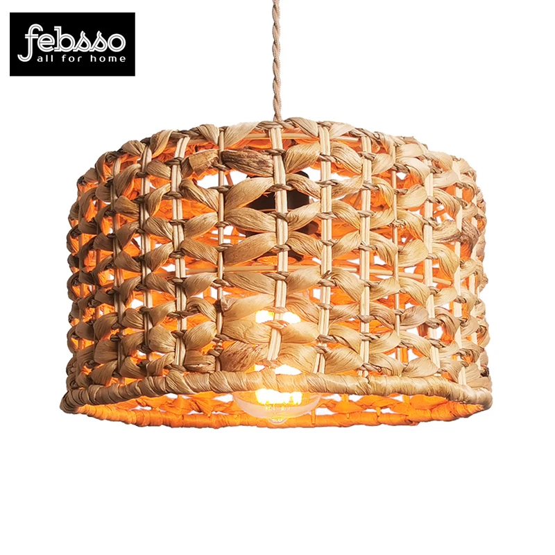 Handmade Rattan Rope Woven Pendant Light Vintage Style Hang Lamp For ...