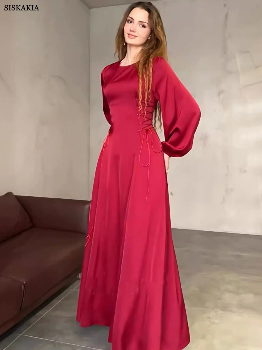 Siskakia-Fashion-Dubai-Solid-Plain-Women-Puff-Sleeve-Long-Dress-Draw ...