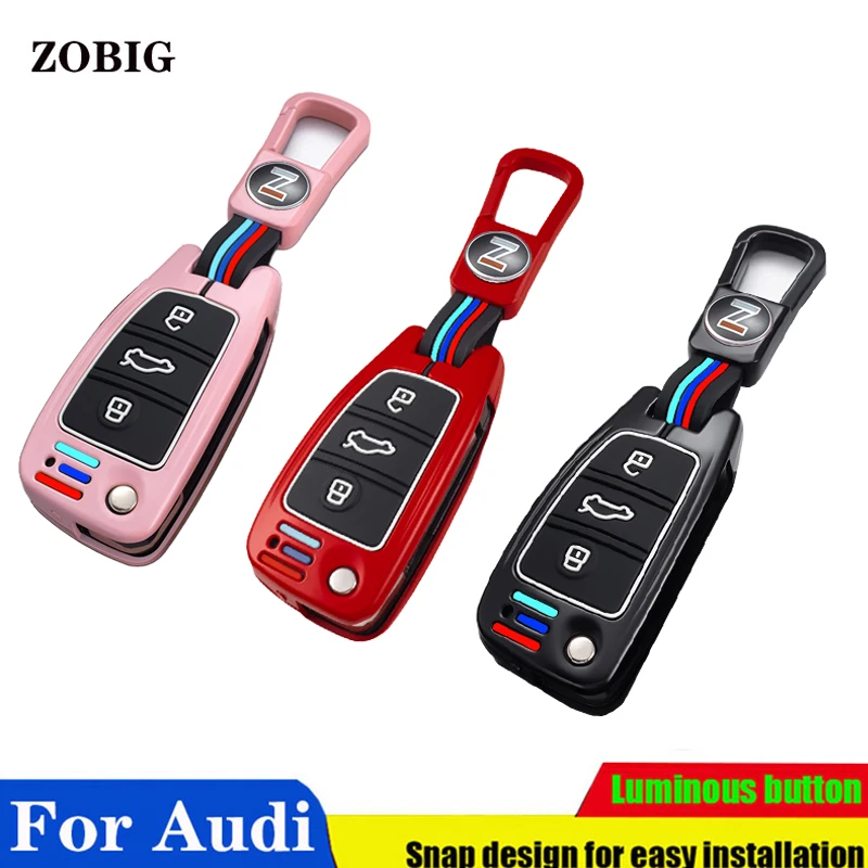 ZOBIG for Audi Key Fob Cover Zinc alloy Plating Full Protection Key ...
