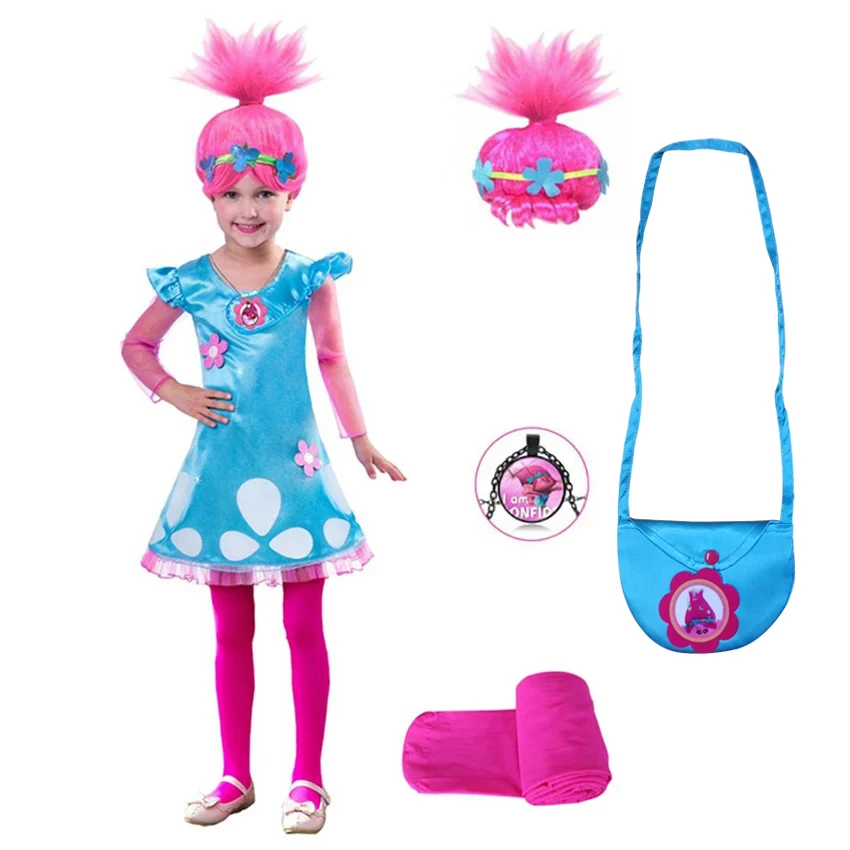 Girl-Trolls-Dress-for-Kid-Poppy-Halloween-Costumes-for-Kids-Skirt ...
