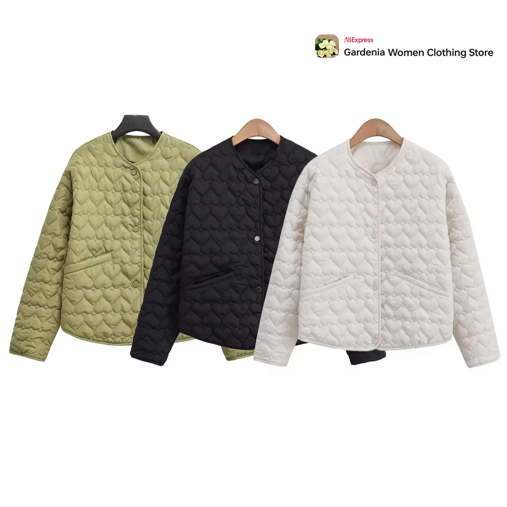 Elegant Chic 3 Colors Plaid Quilted Jackets 2024 Vintage Women Padded ...