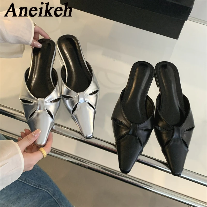 Aneikeh 2024 Spring Summer Pu Hollow Non Slip Single Shoe Women S