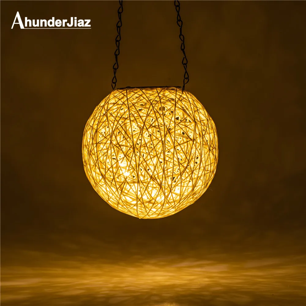 Solar Rattan Night Light Outdoor Moon Night Light Creative Home Garden ...