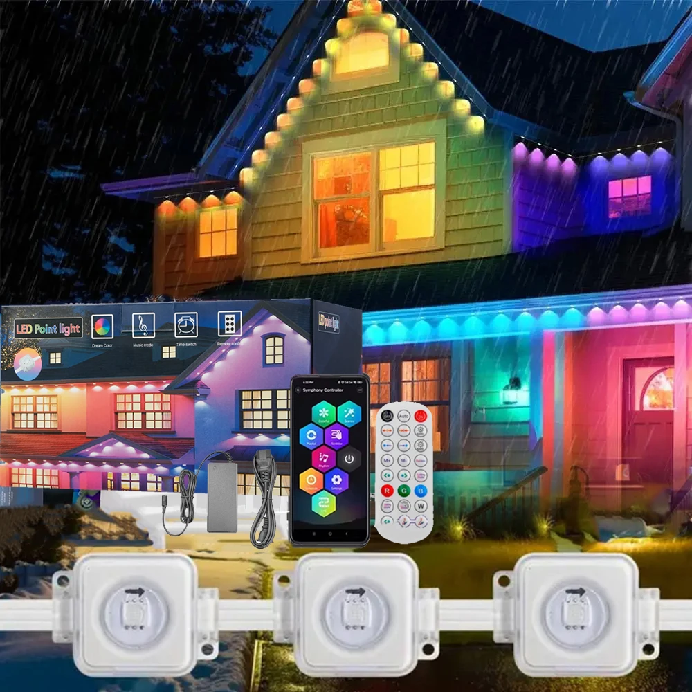 30M Smart Eaves Light Permanent LED Strip Lights Outdoor WIFI RGBIC ...