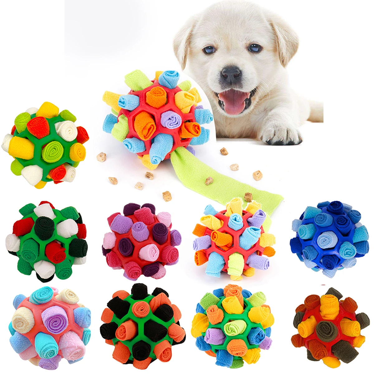 Dog Sniffing Ball Puzzle Interactive Toy Portable Pet Snuffle Ball ...