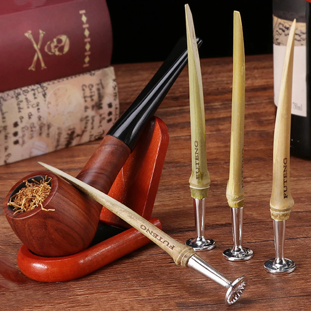1Pcs Bamboo Smoking Pipe Pressure Stick with Alloy or Wooden Base ...
