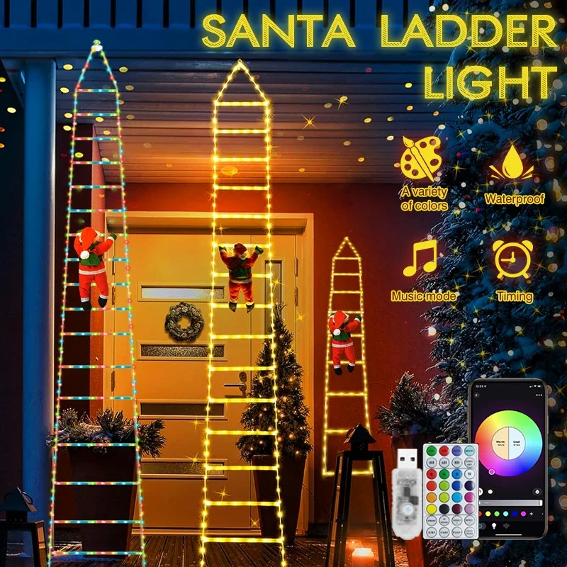 LED-Santa-Claus-Ladder-Light-With-Remote-Control-Indoor-Outdoor ...