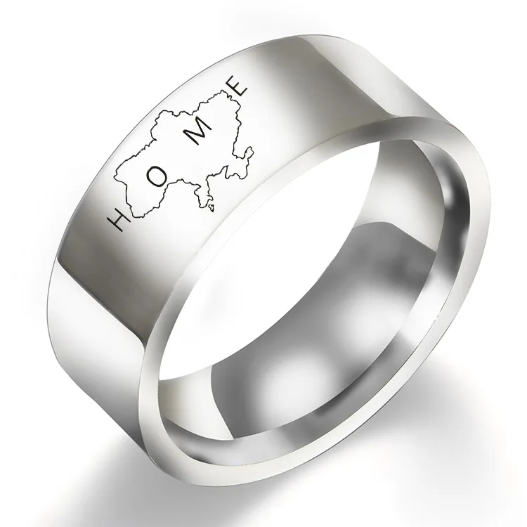 2022 Punk HOME Ukraine Map Rings For Women Men Fashion Punk Silver ...