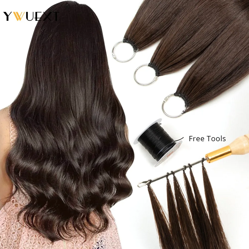 YWUEXT-Feather-Line-Hair-Extensions-16-22-inches-Natural-Staight ...