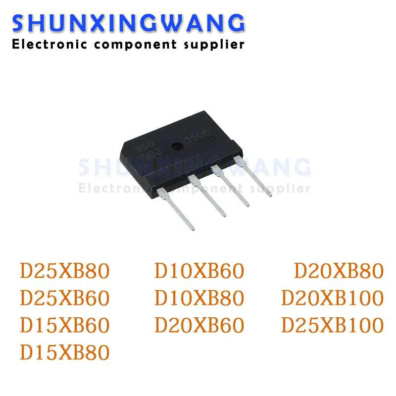 Rectificador de puente 5 piezas D25XB80 D25SBA80 25V 800V D25XB60 ...