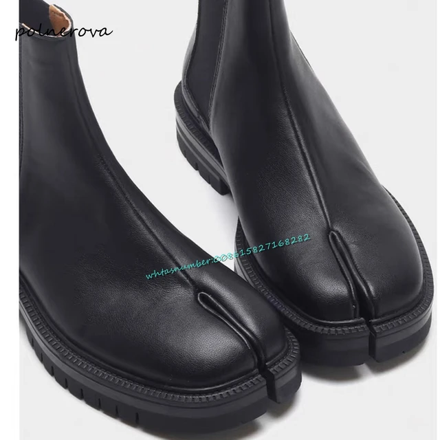 free shipping and easy returns Handmade Black Leather Tabi Split-Toe ...