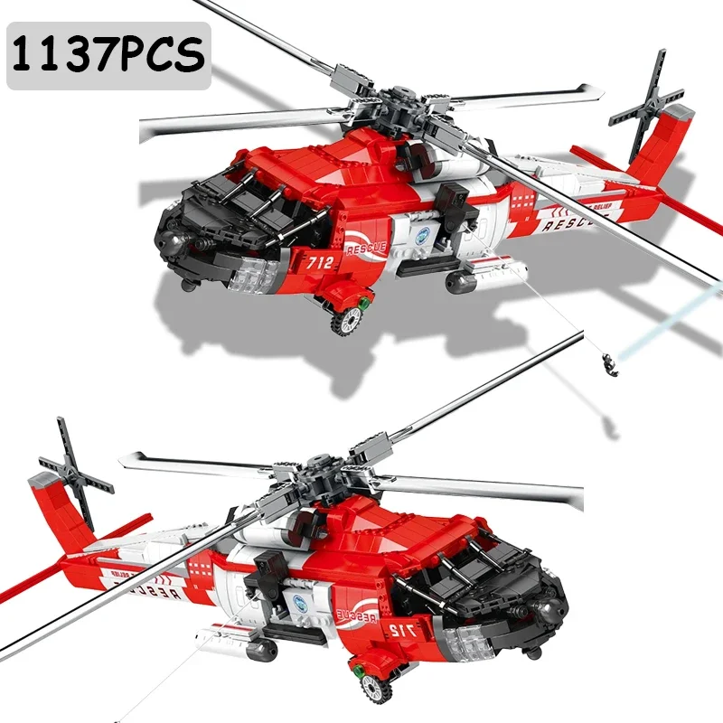 1137PCS-HH-60J-Black-Hawk-Helicopter-Building-Blocks-Diy-Military ...