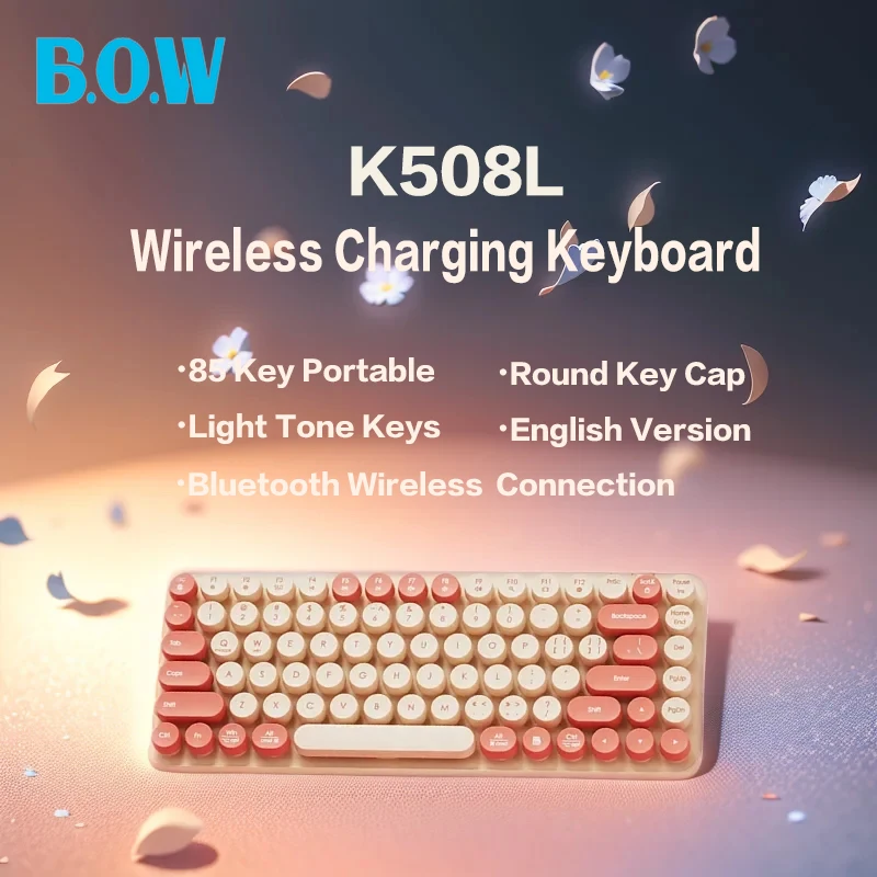 BOW-K508L-Punk-Retro-Wireless-Keyboard-Charging-Round-Key-Cap-Light ...