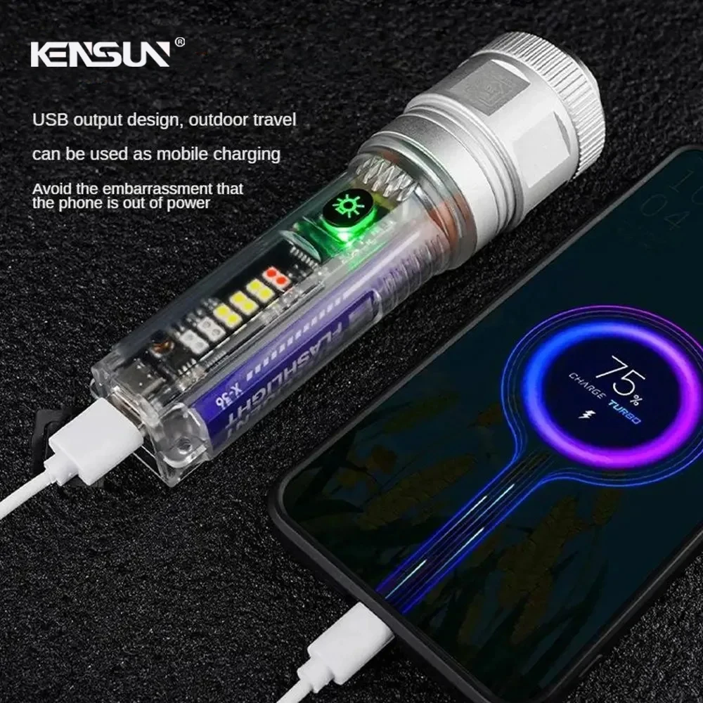 Solar Rechargeable USB Lantern Powerful LED Flashlight Strong Focused ...