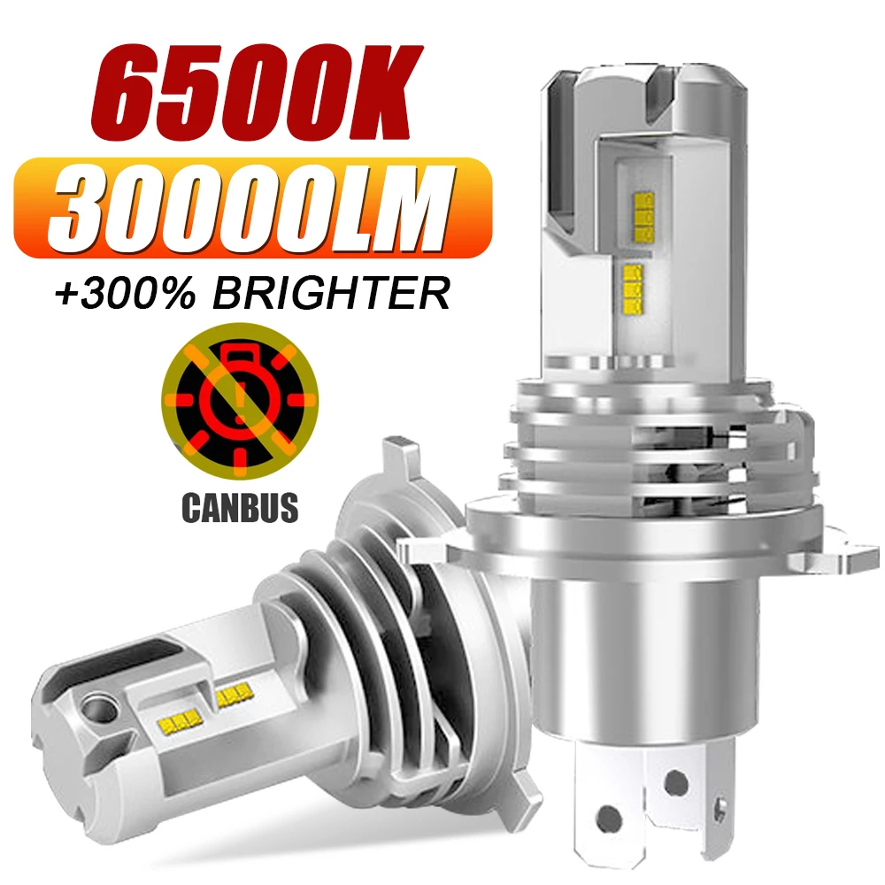 H4-H7-H11-LED-Headlight-H9-H8-9005-HB3-9006-HB4-Canbus-30000LM-Plug ...