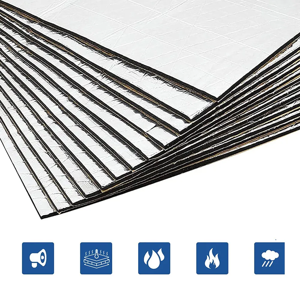 10-Sheets-5mm-Car-Acoustic-Thermal-Sound-Deadener-Mat-Sound-Proof-Wall ...