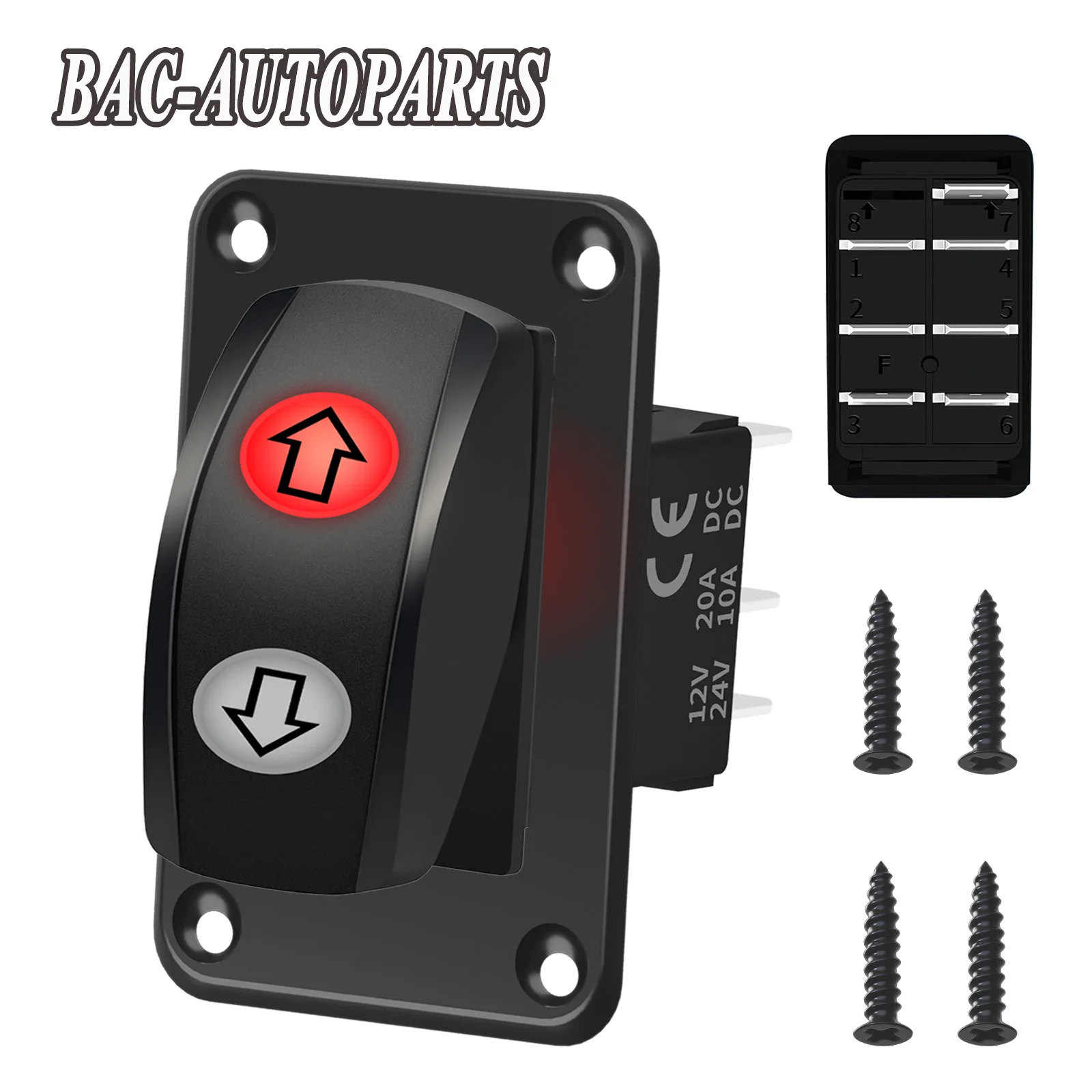 1-Gang-ARROWS-Momentary-Rocker-Button-Switch-Panel-12V-24V-7Pin-ON-OFF ...