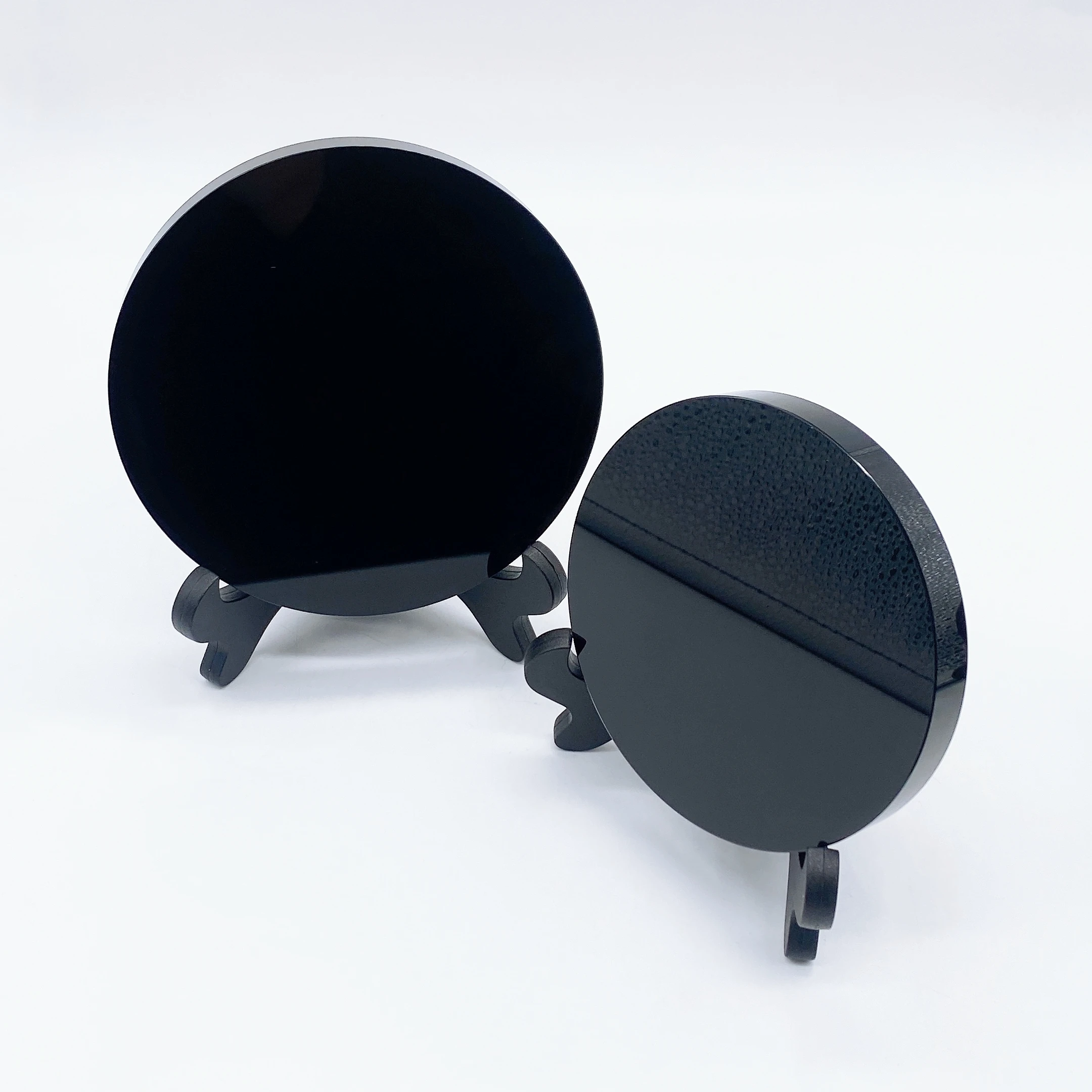 Natural-Black-Obsidian-Circle-Disk-Round-Plate-Scrying-Mirror-Crystal ...