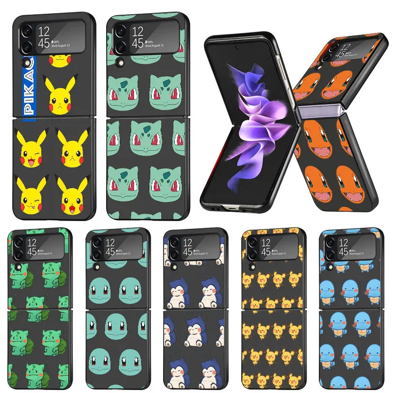 Pokemon Cartoon Pikachu Gengar Phone Case for Samsung Galaxy Z Flip 4 ...