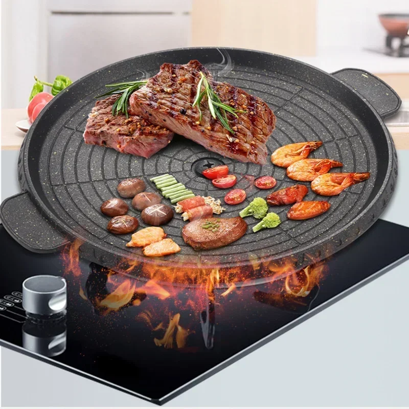 3 Shape 32cm Korean Maifan Stone Grill Pan Non-stick Portable Household ...