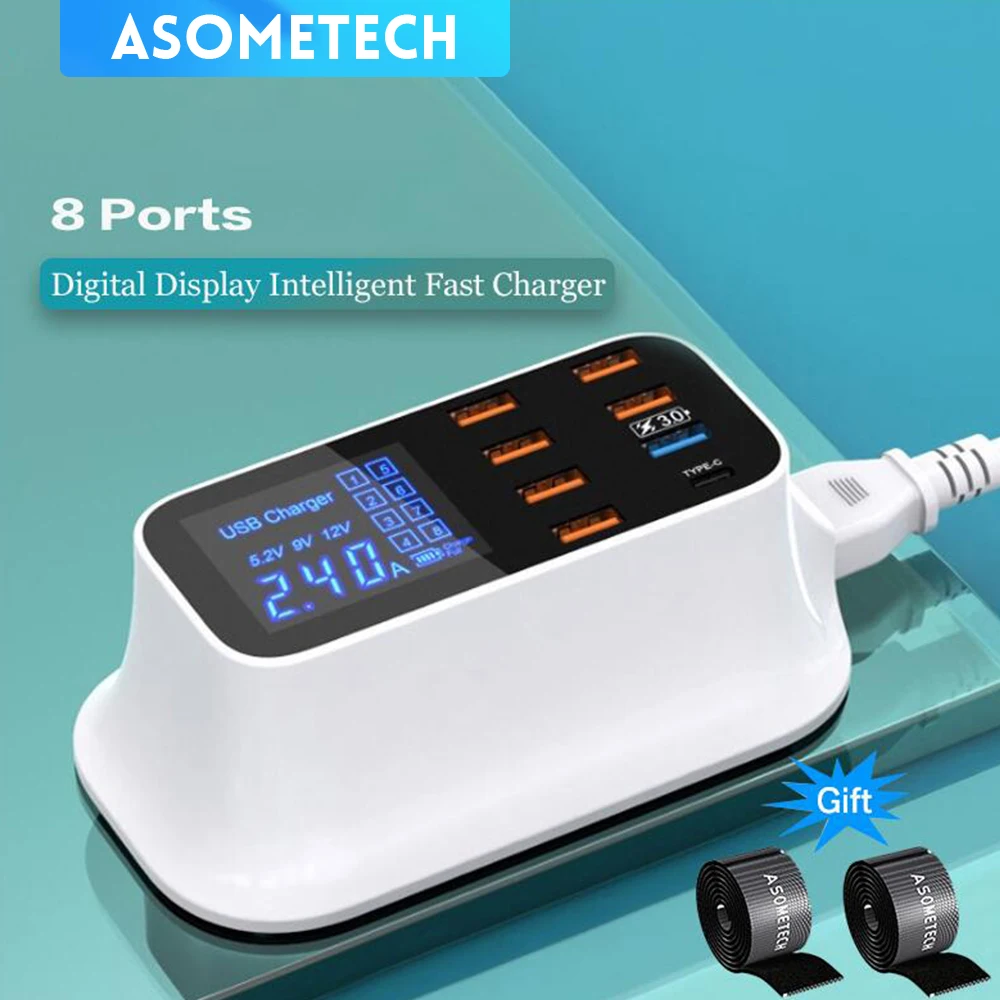 8-Ports-QC3-0-Type-C-USB-Charger-For-Android-iPhone-Adapter-Phone ...