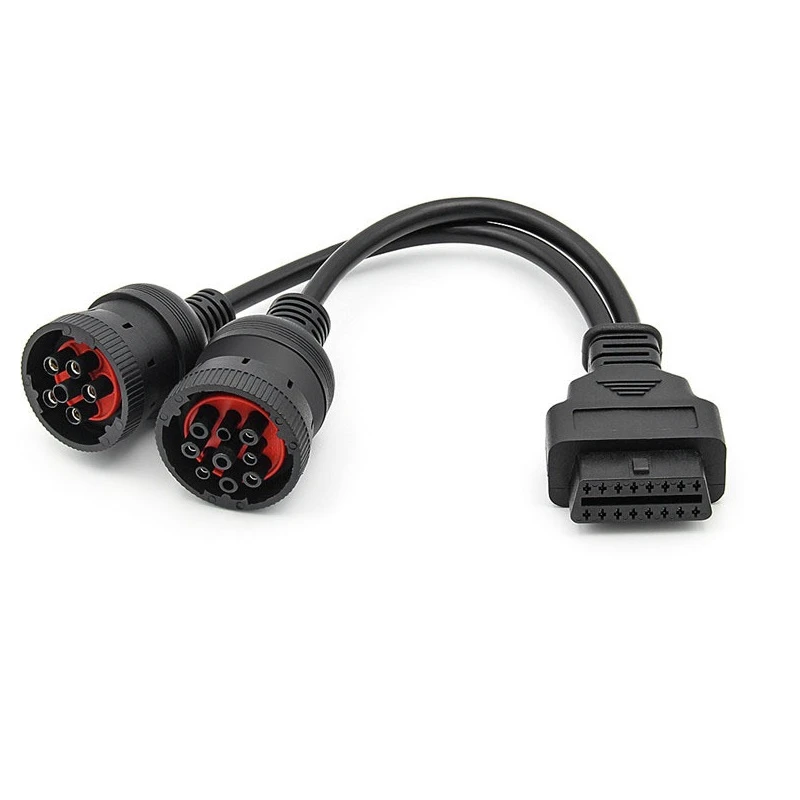 For Cummins Heavy Truck Y Cable 9Pin J1939 6Pin J1708 to OBD2 16Pin ...