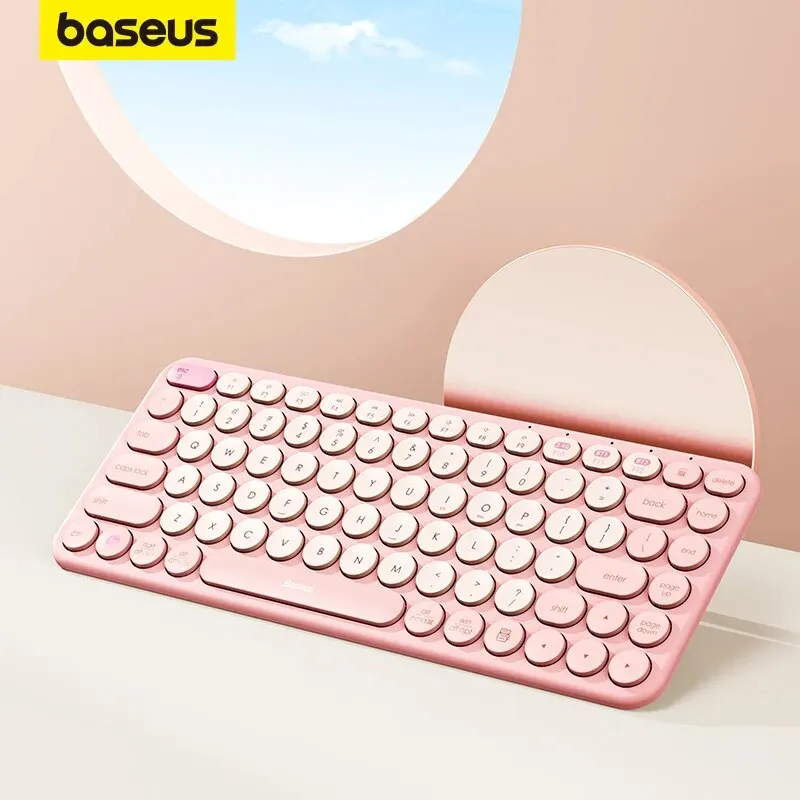 Baseus-Pink-Keyboard-Bluetooth-5-0-Wireless-2-4G-USB-Silent-US-Layout ...