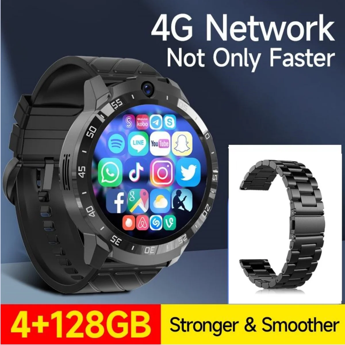 Reloj-inteligente-Android-4G-con-correa-de-acero-dispositivo-con ...