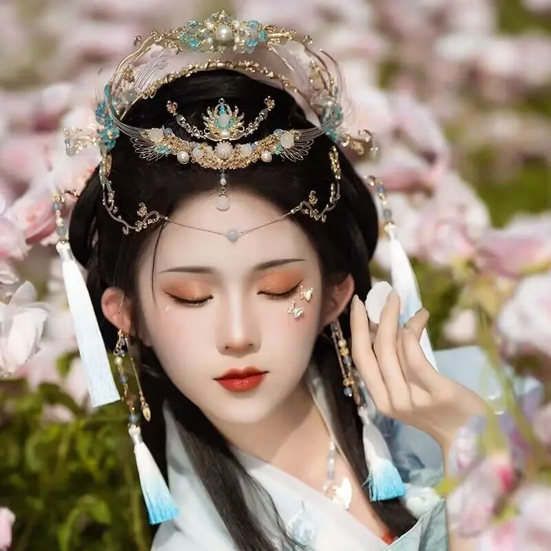 Chinese-Hanfu-Hair-Crown-Women-Traditional-Vintage-Alloy-Tassel-Bride ...