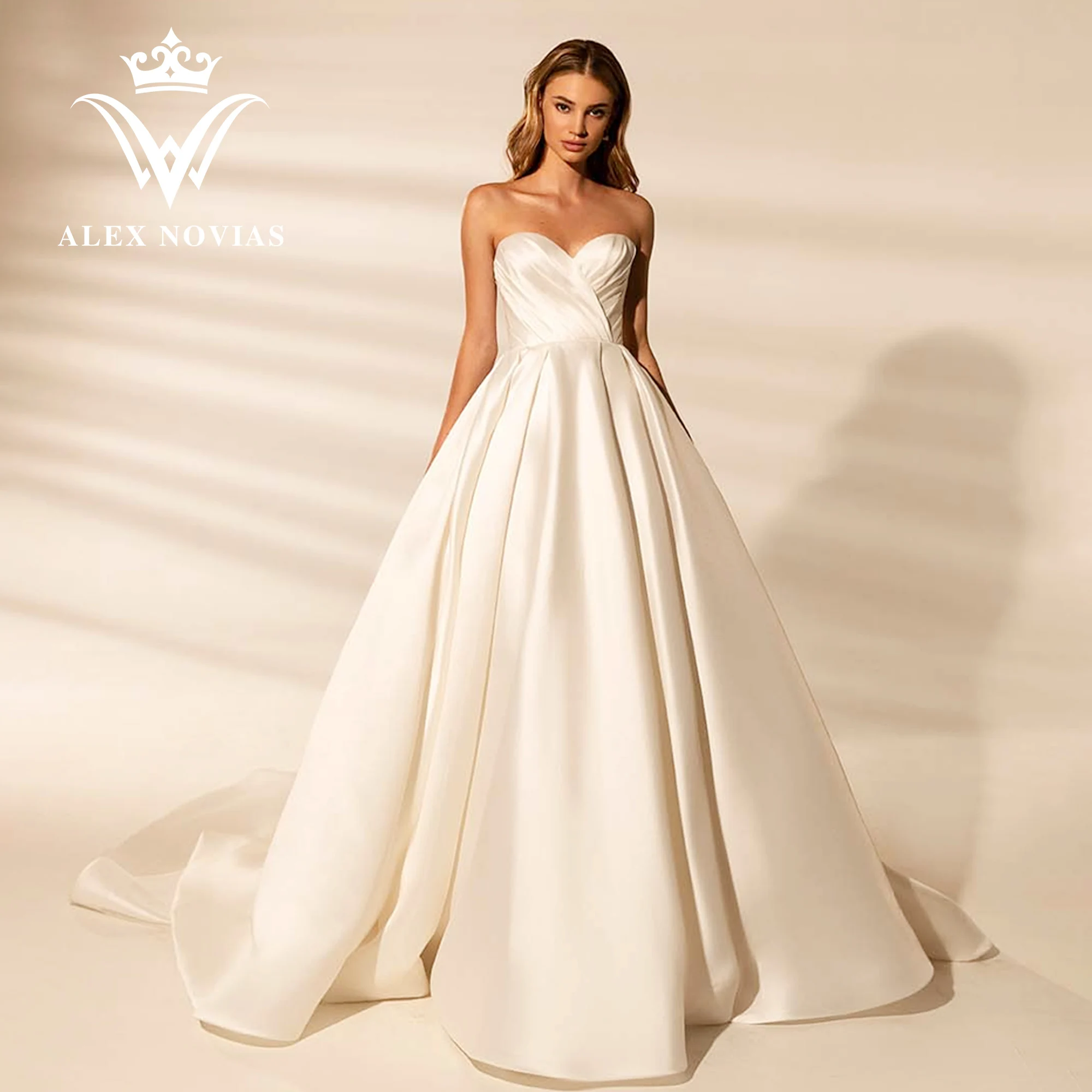 ALEX-NOVIAS-vestido-De-novia-De-sat-n-prenda-con-l-nea-A-elegante-sin ...