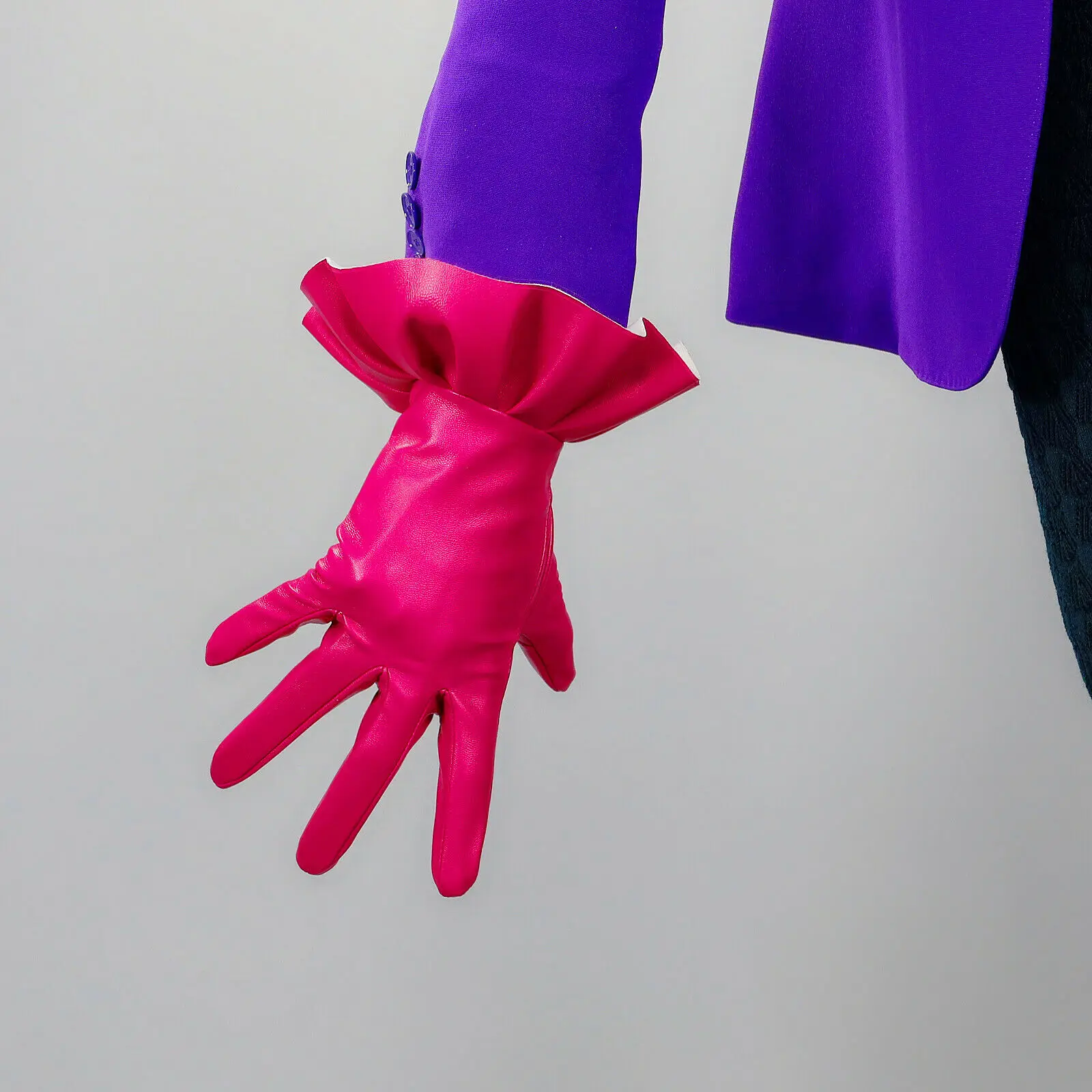 Rose Pink GLOVES Elbow Length Opera Faux Leather Vegan Fashion Stage C ...