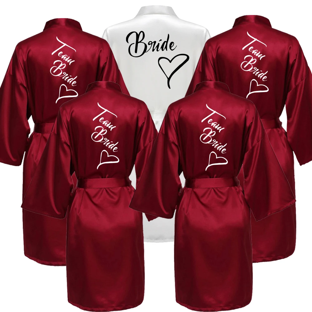 Women Silk Satin Short Night Printing Robe Kimono Robe Fashion Bath ...